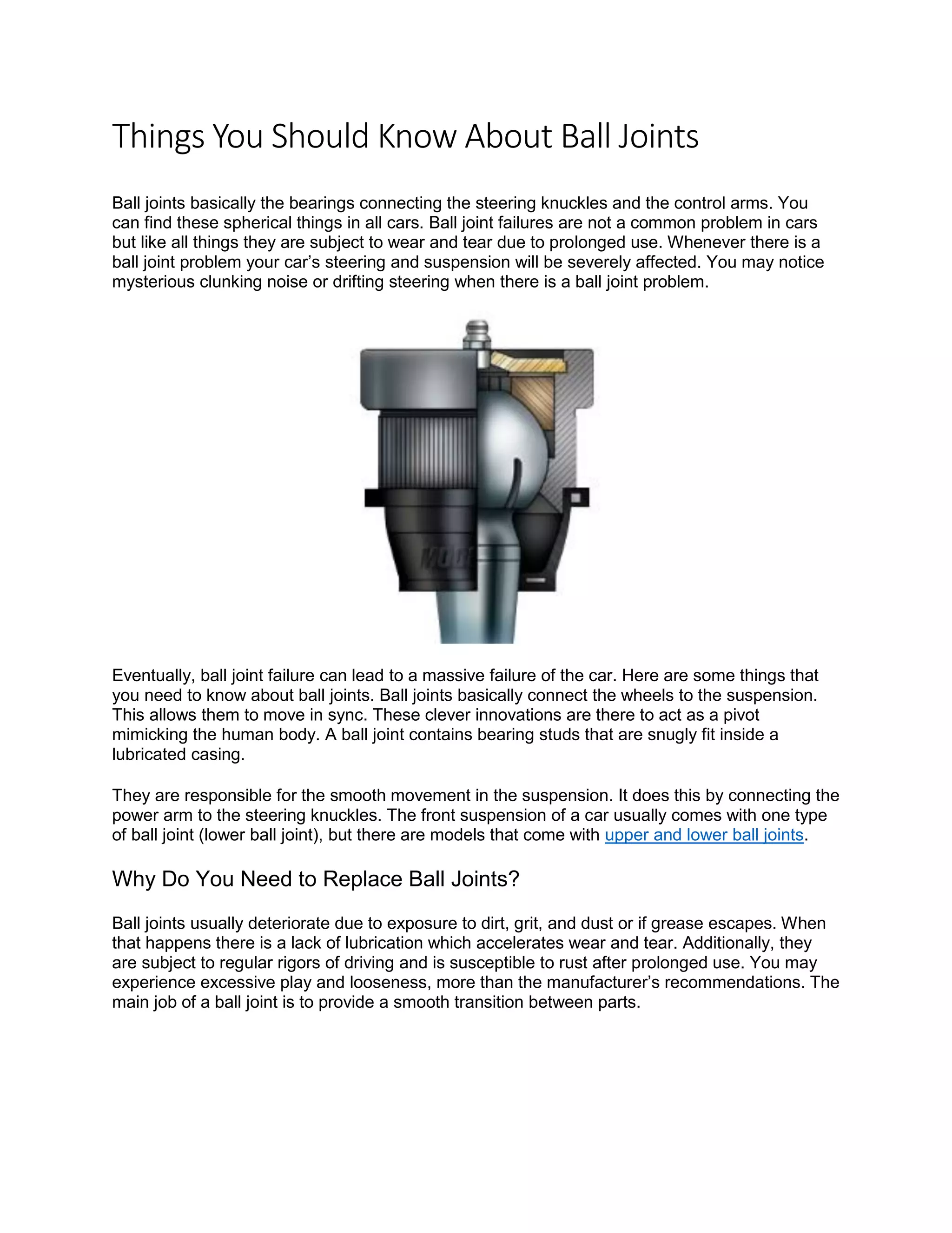 Things you should know about ball joints | PDF