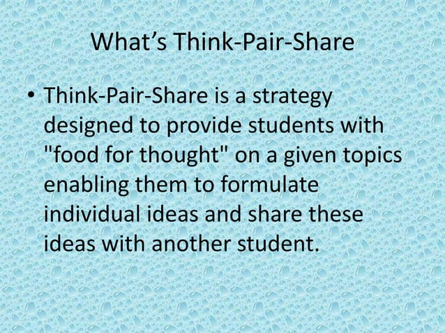 Think pair-share strategy | PPTX | Education