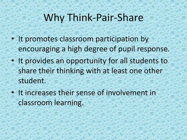 Think pair-share strategy | PPTX | Education