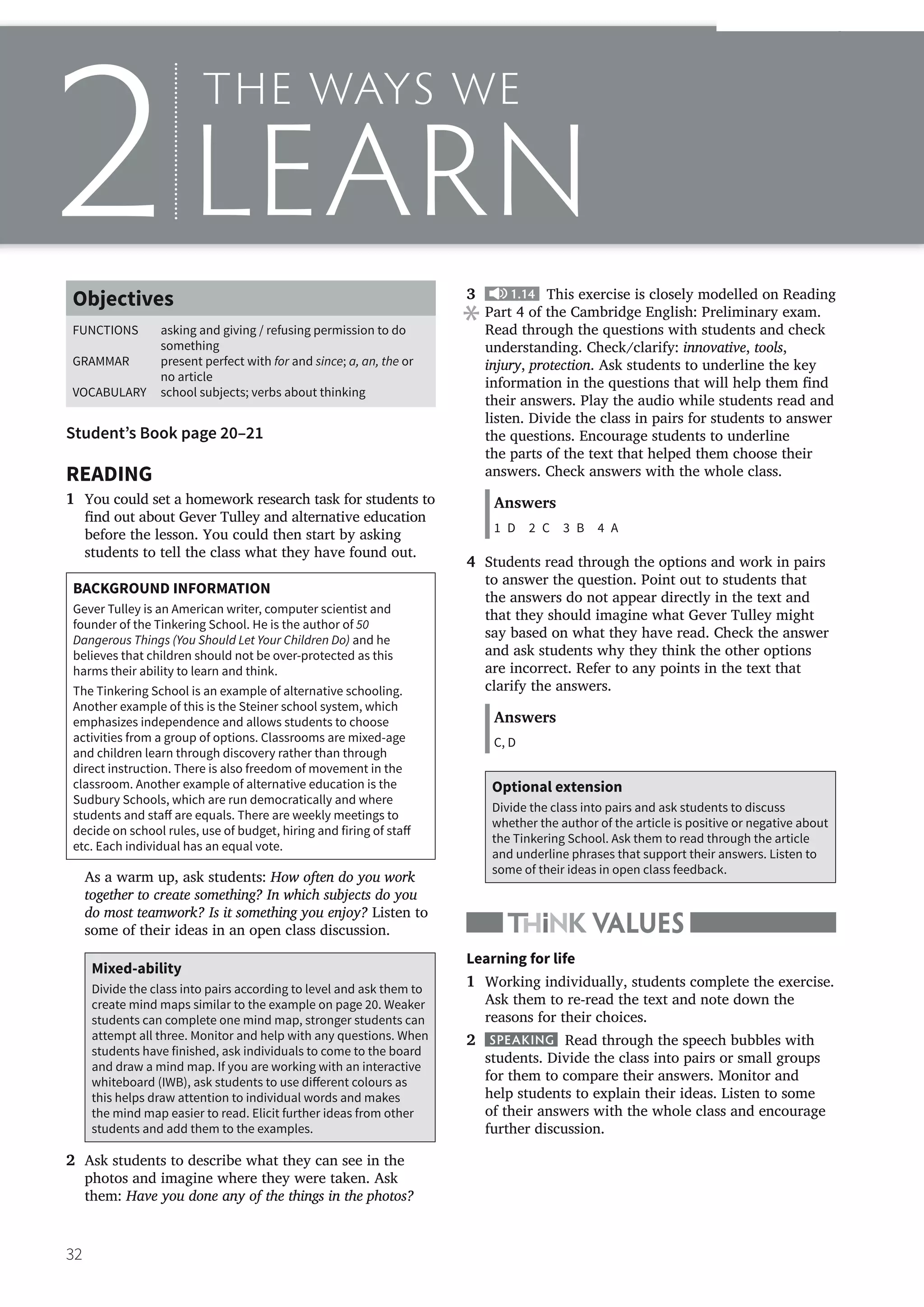 Think 2 Teacher's Book | PDF