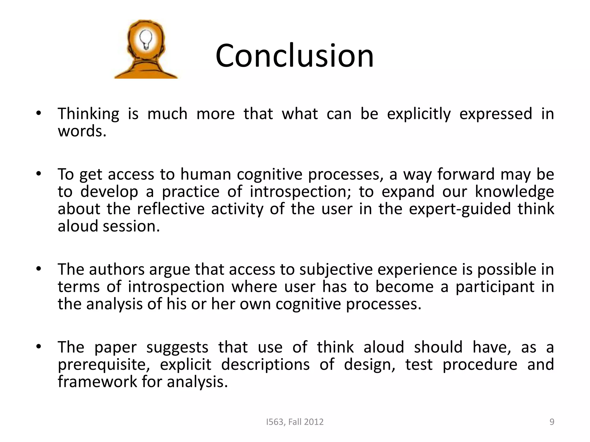 Think aloud protocol a reflection | PPTX