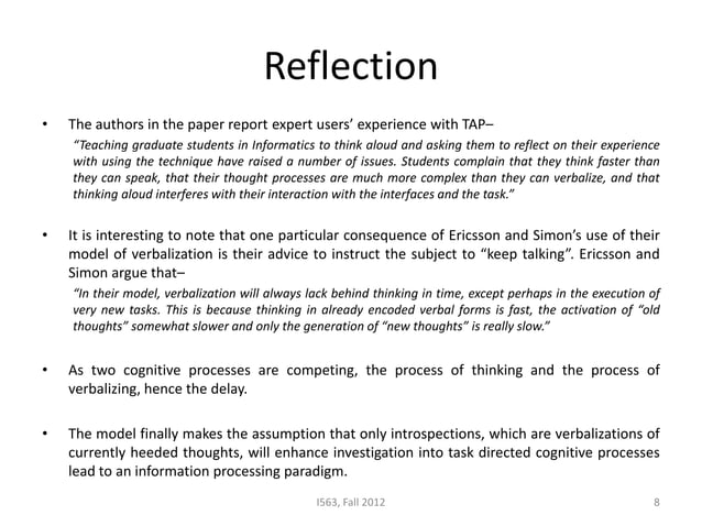 Think aloud protocol a reflection | PPTX | Technology & Computing