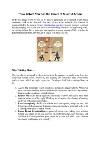 Think Before You Do Power Mindful Action | PDF
