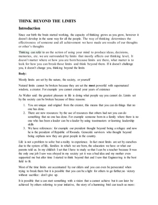 Think beyond the limits 3rd speech | DOCX