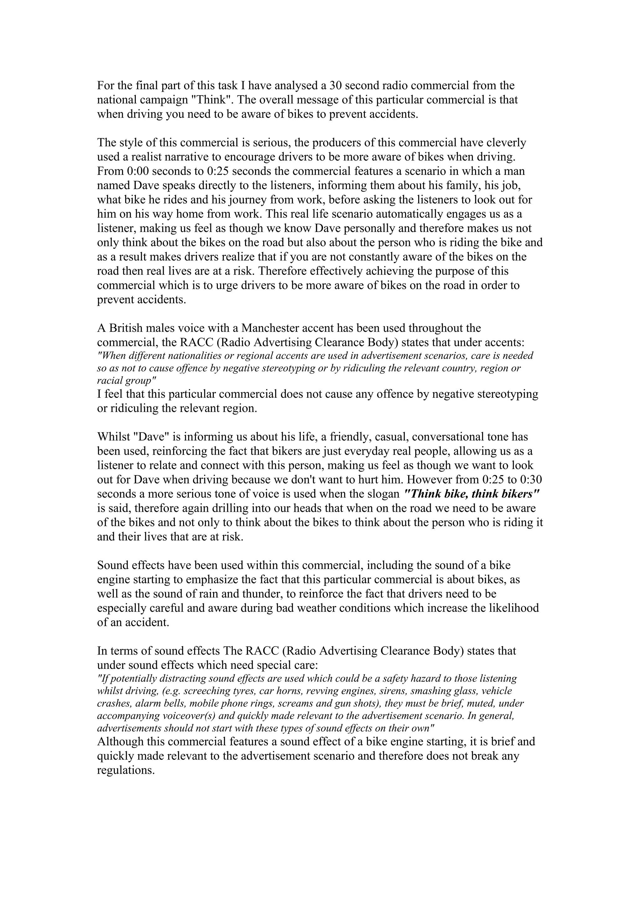 Think bike, think bikers advert | DOC