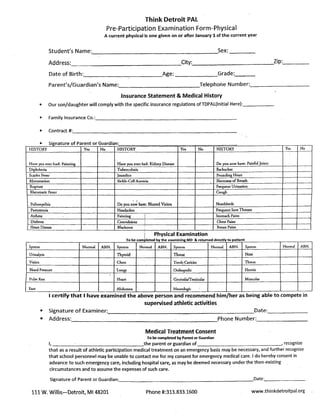THINK DETROIT PAL PHYSICAL FORM | PDF