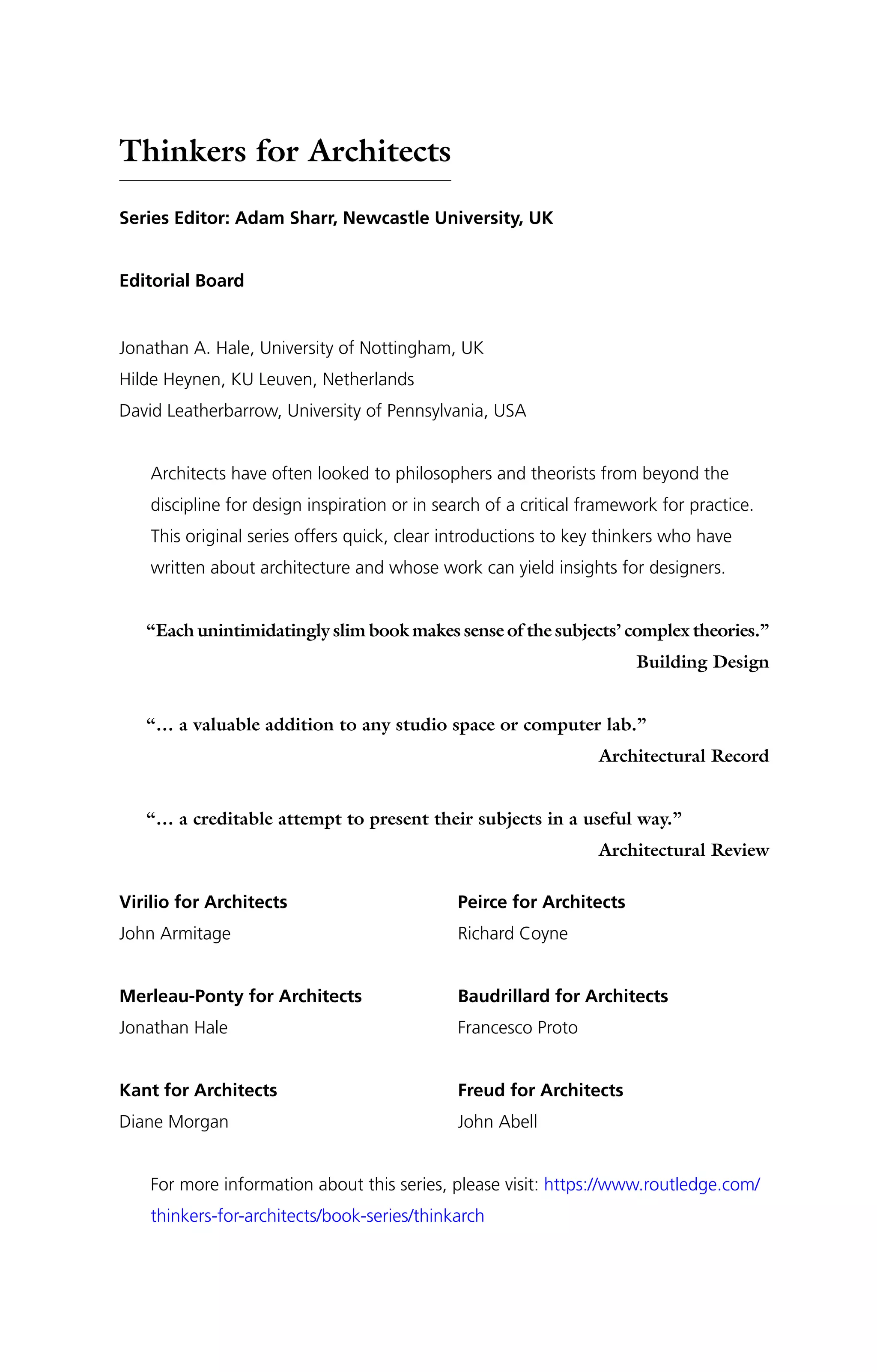 (Thinkers for Architects, 17) John H. Abell - Freud for Architects ...