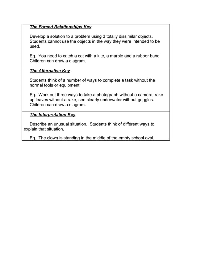 Thinkers keys description | DOC