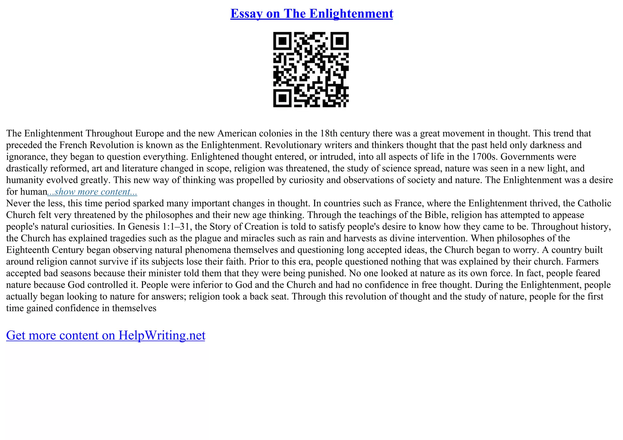 Thinkers Of The Enlightenment Essay | PPT