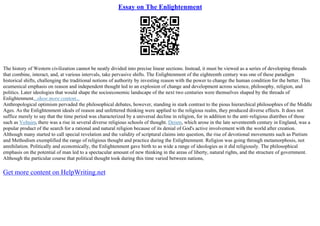 Thinkers Of The Enlightenment Essay | PDF