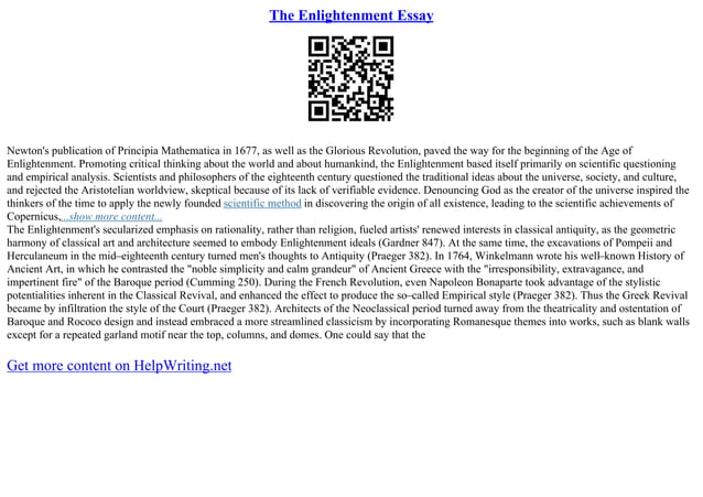 Thinkers Of The Enlightenment Essay | PPT