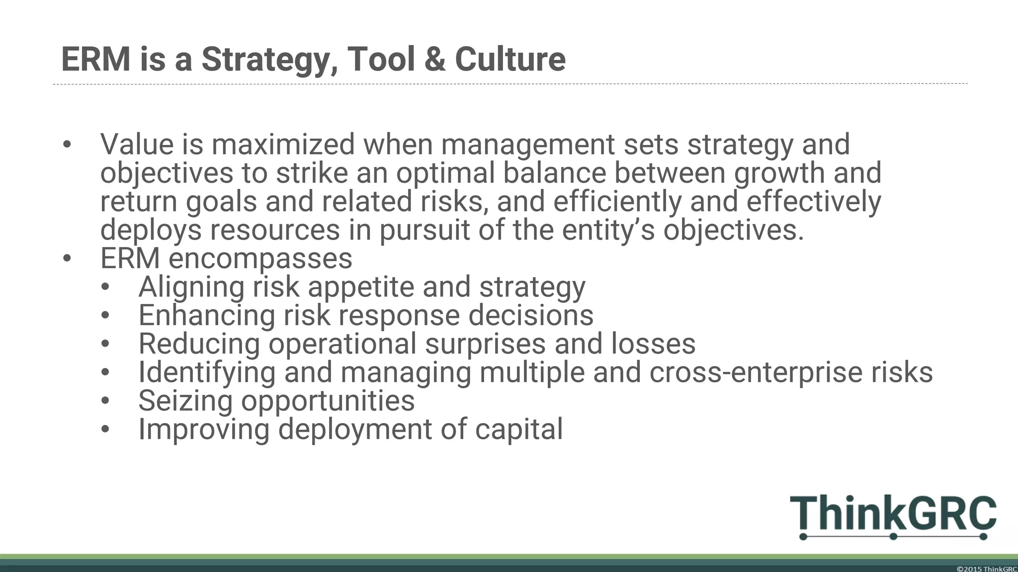 ThinkGRC justifying the transition to an Enterprise Risk Management (ERM) model | PDF