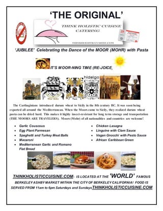 CELEBRATION OF THE MOOR (MORH) AND PASTA | DOCX | Cooking | Food & Drink