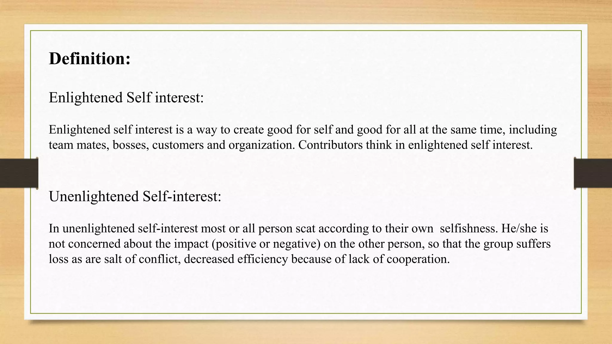 Think in enlightened self interest | PPTX