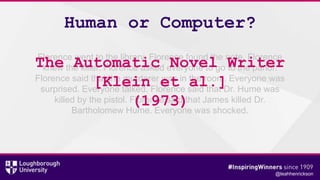 Attributing Authorship to Computer-Generated Texts | PPTX