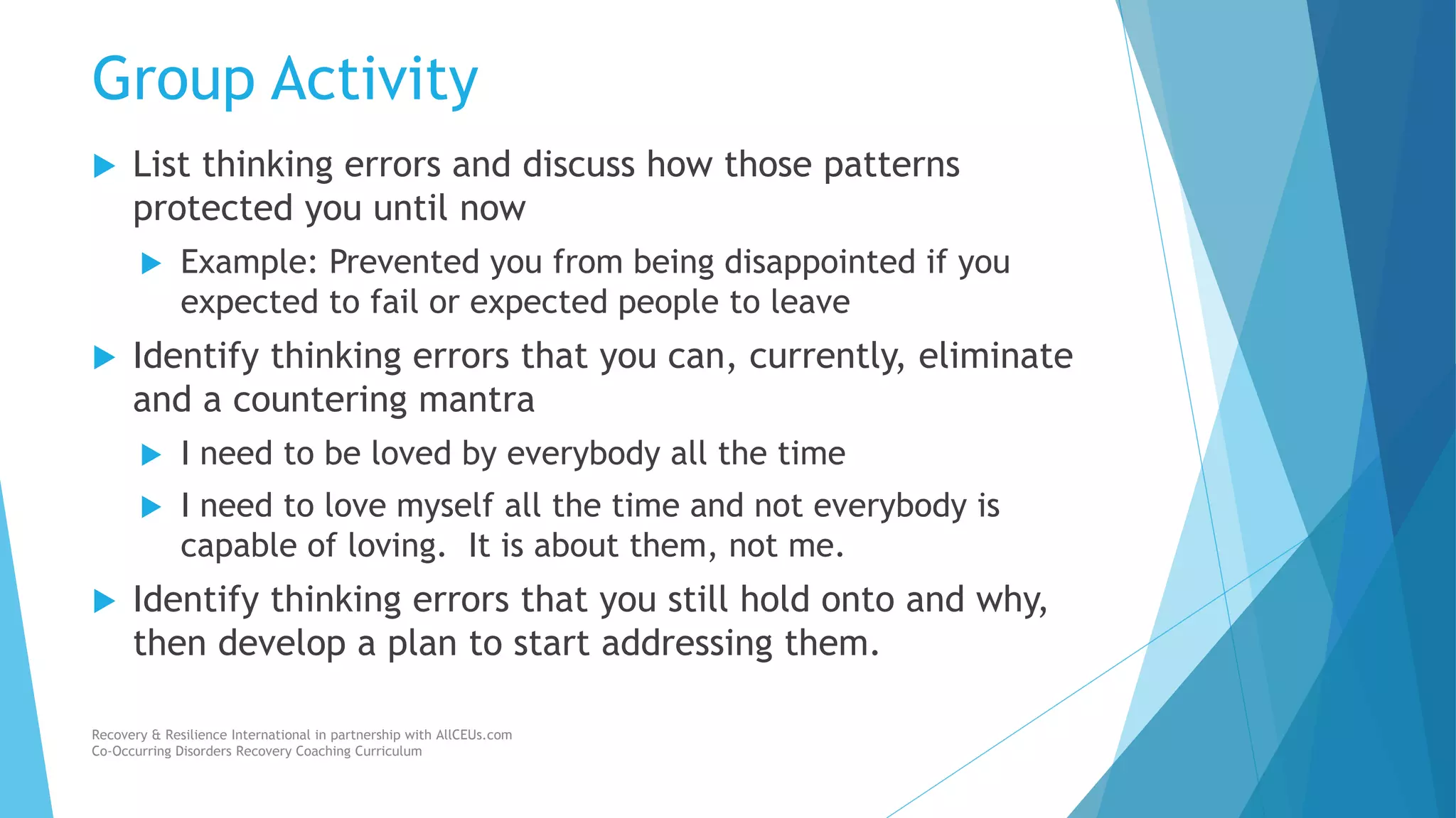 Thinking Errors: Understanding and Addressing Them to Improve Recovery ...