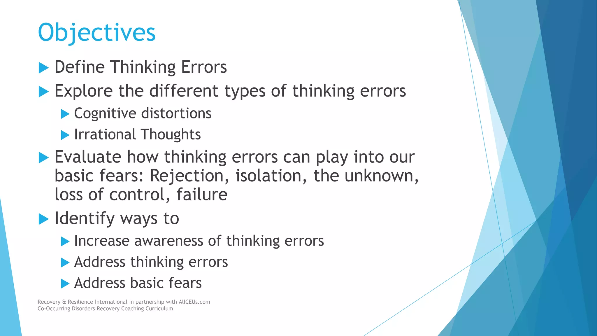 Thinking Errors: Understanding and Addressing Them to Improve Recovery ...