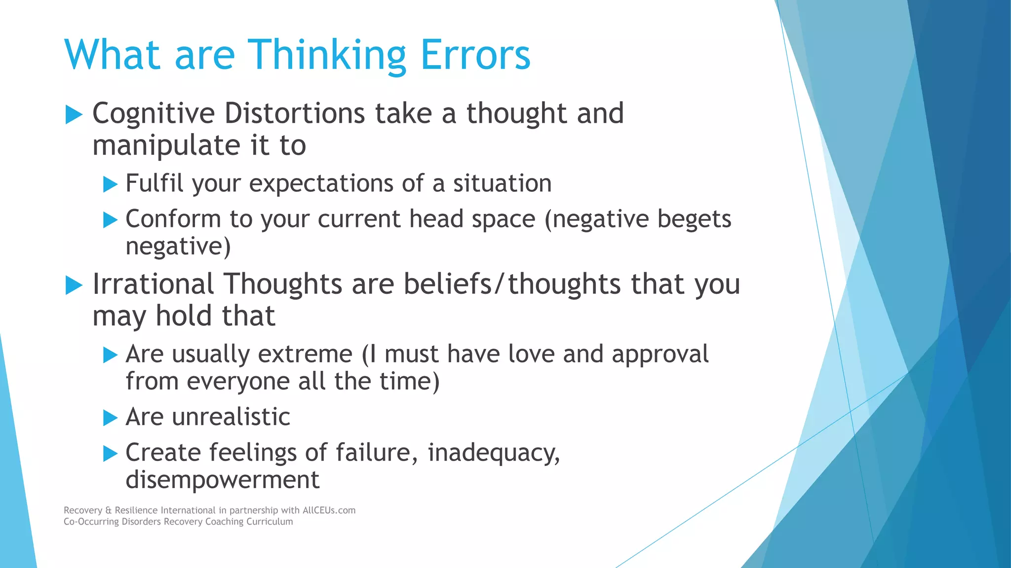 Thinking Errors: Understanding and Addressing Them to Improve Recovery ...