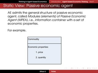 Thinking in Agent-based Economics | PPT
