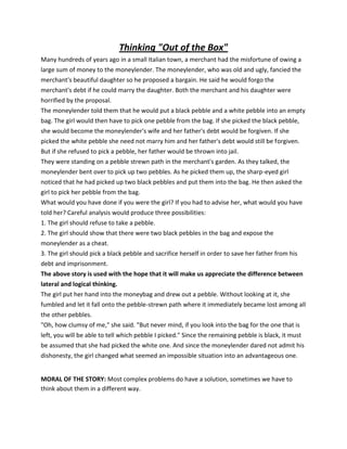 Thinking out of the box | PDF