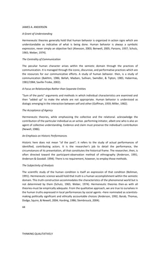 Thinking qualitatively, Hermeneutics in Science, James A. Anderson | DOCX