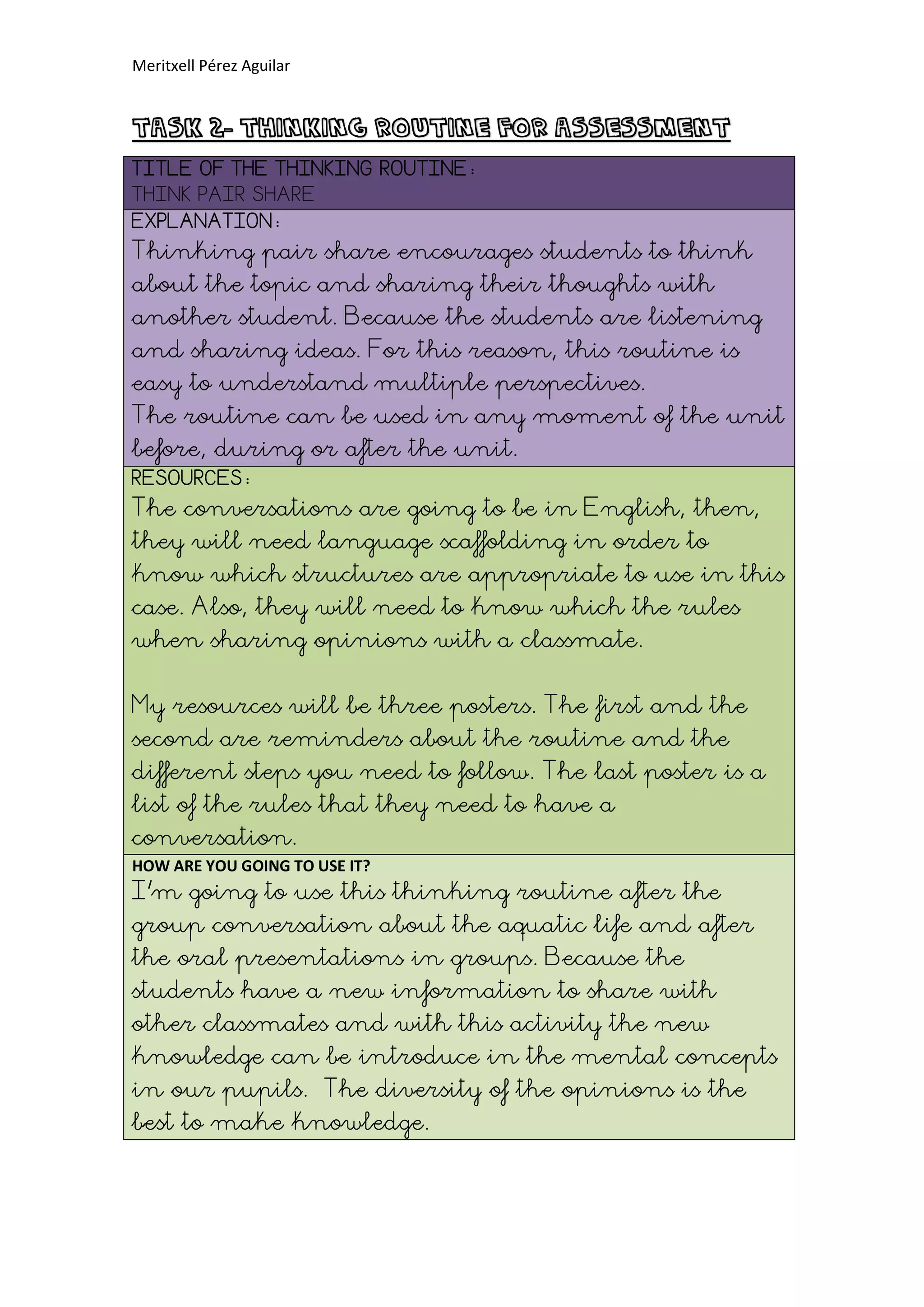 Thinking routine | PDF | Homework and Study | Education