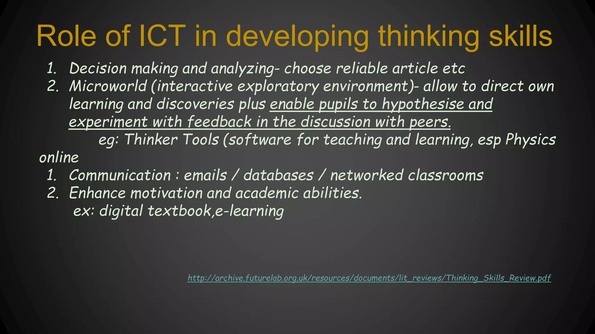 Thinking skills and ict | PPTX
