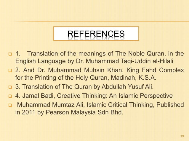 Thinking styles in the quran | PPTX | Islam | Religion & Spirituality