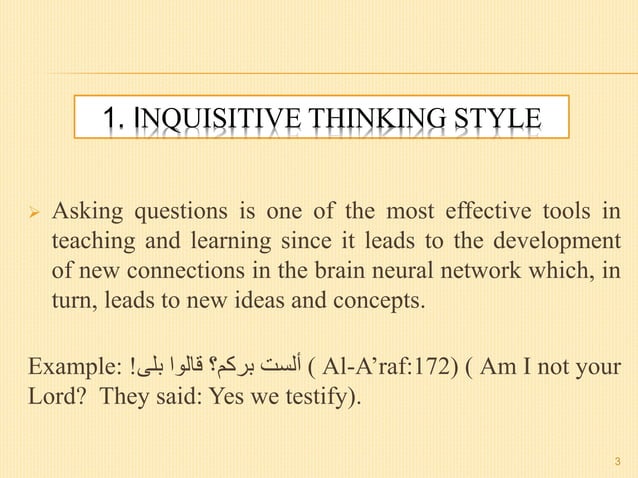 Thinking styles in the quran | PPTX | Islam | Religion & Spirituality