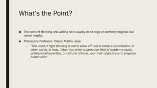Thinking Through the Beginning: Academic Writing | PPTX