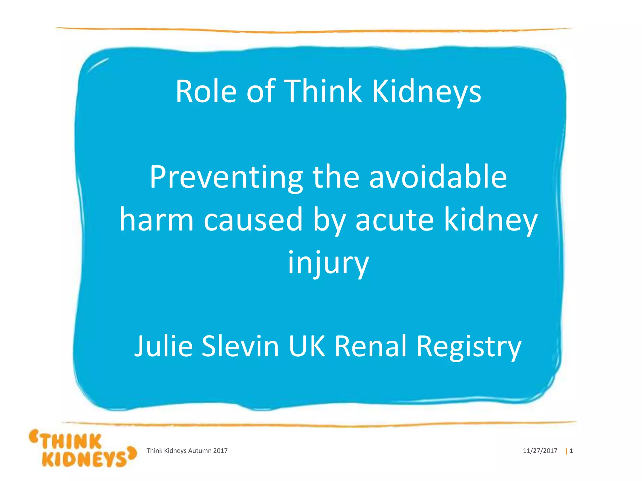 Think Kidneys programme update 2017 | PPTX