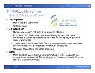 IBM Collaborative Innovation Platform - ThinkPlace | PDF