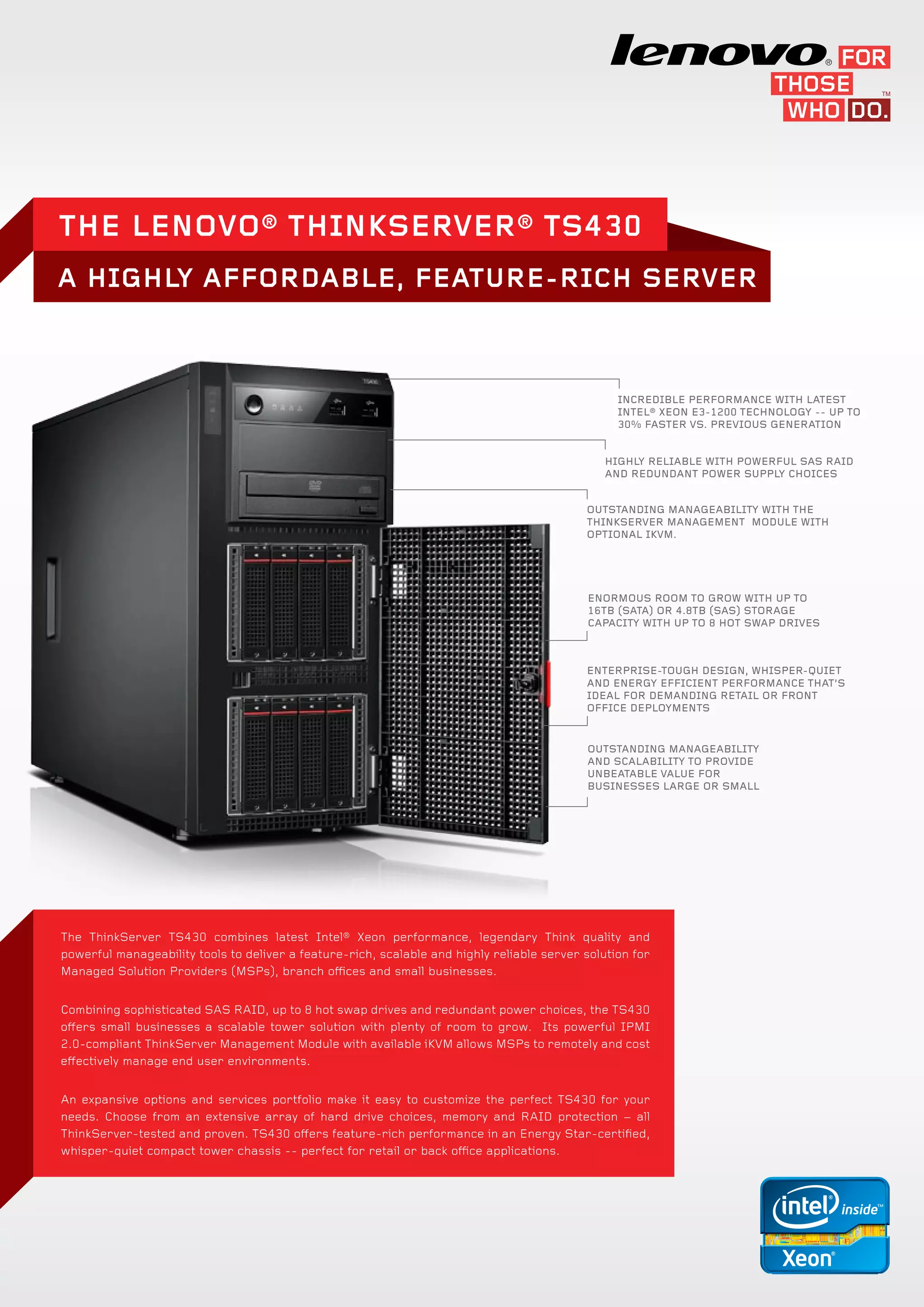 ThinkServer TS430 | PDF