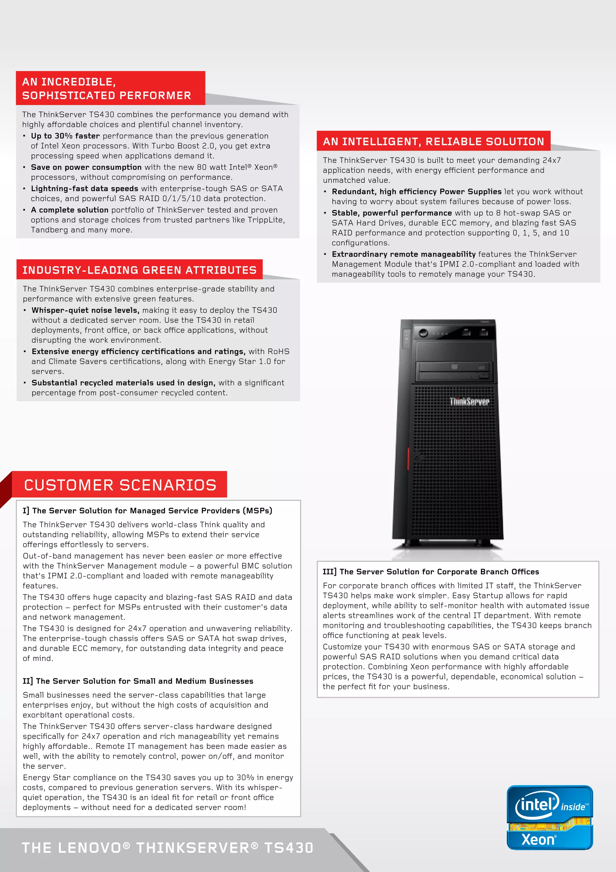 ThinkServer TS430 | PDF