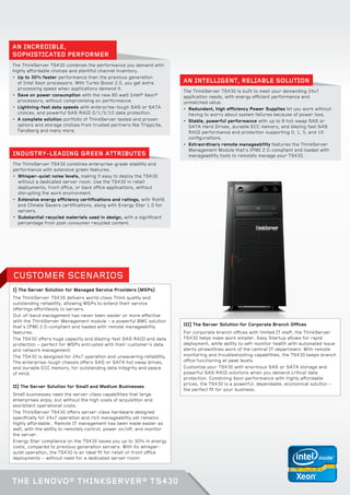 ThinkServer TS430 | PDF