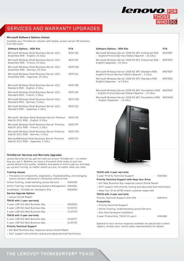 ThinkServer TS430 | PDF