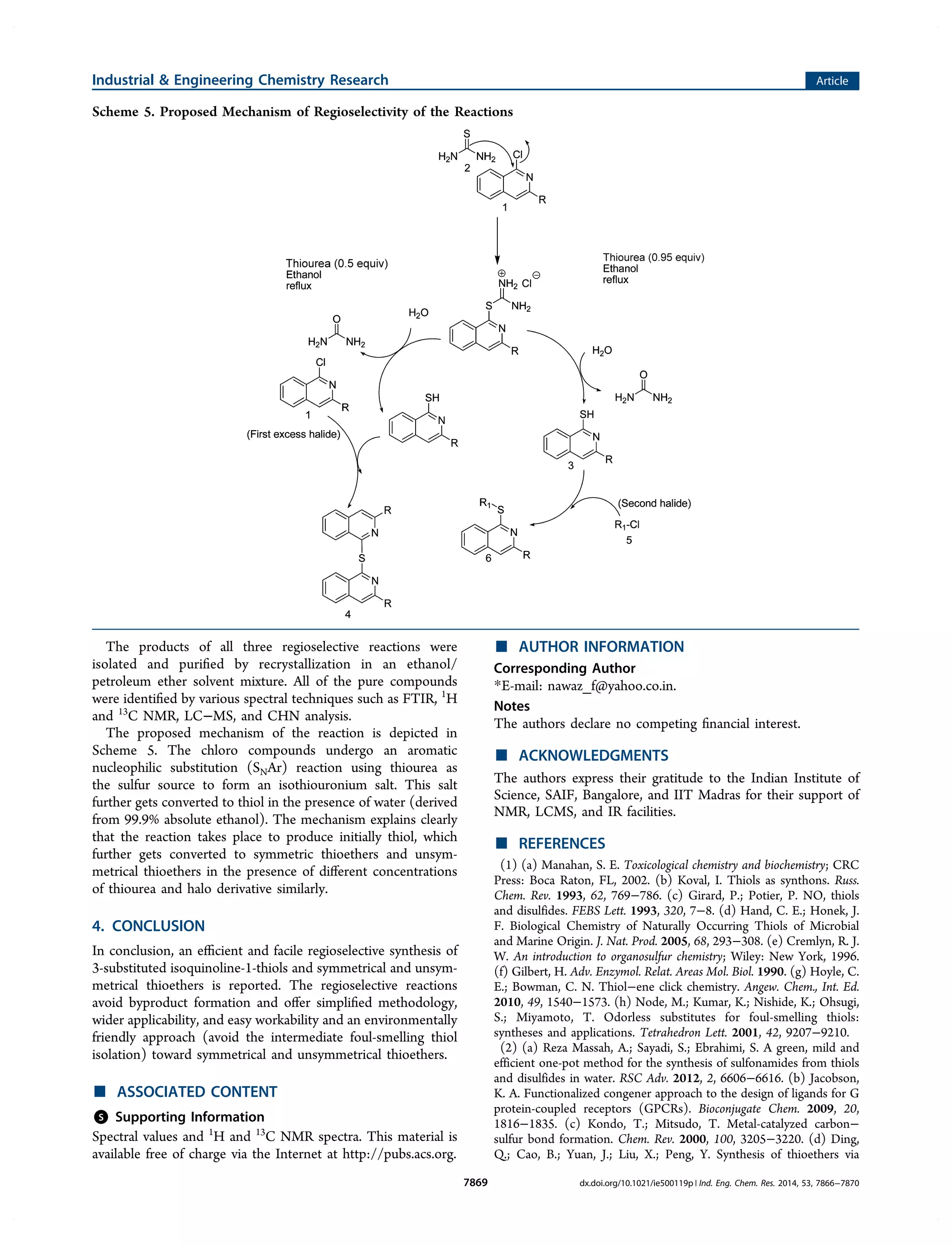 Thiourea mediated regioselective synthesis of symmetrical and unsymmetrical diversified ...