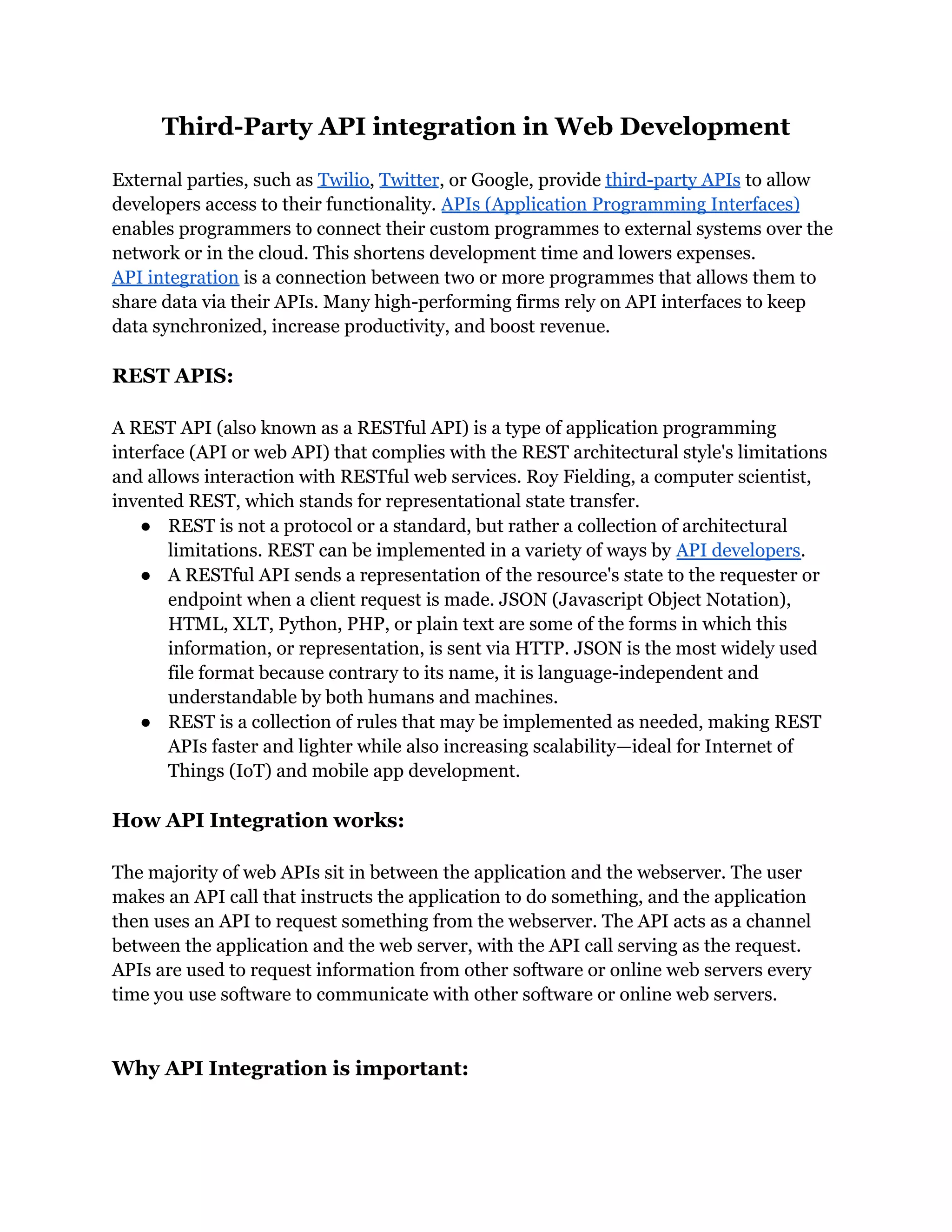 Third party api integration | PDF