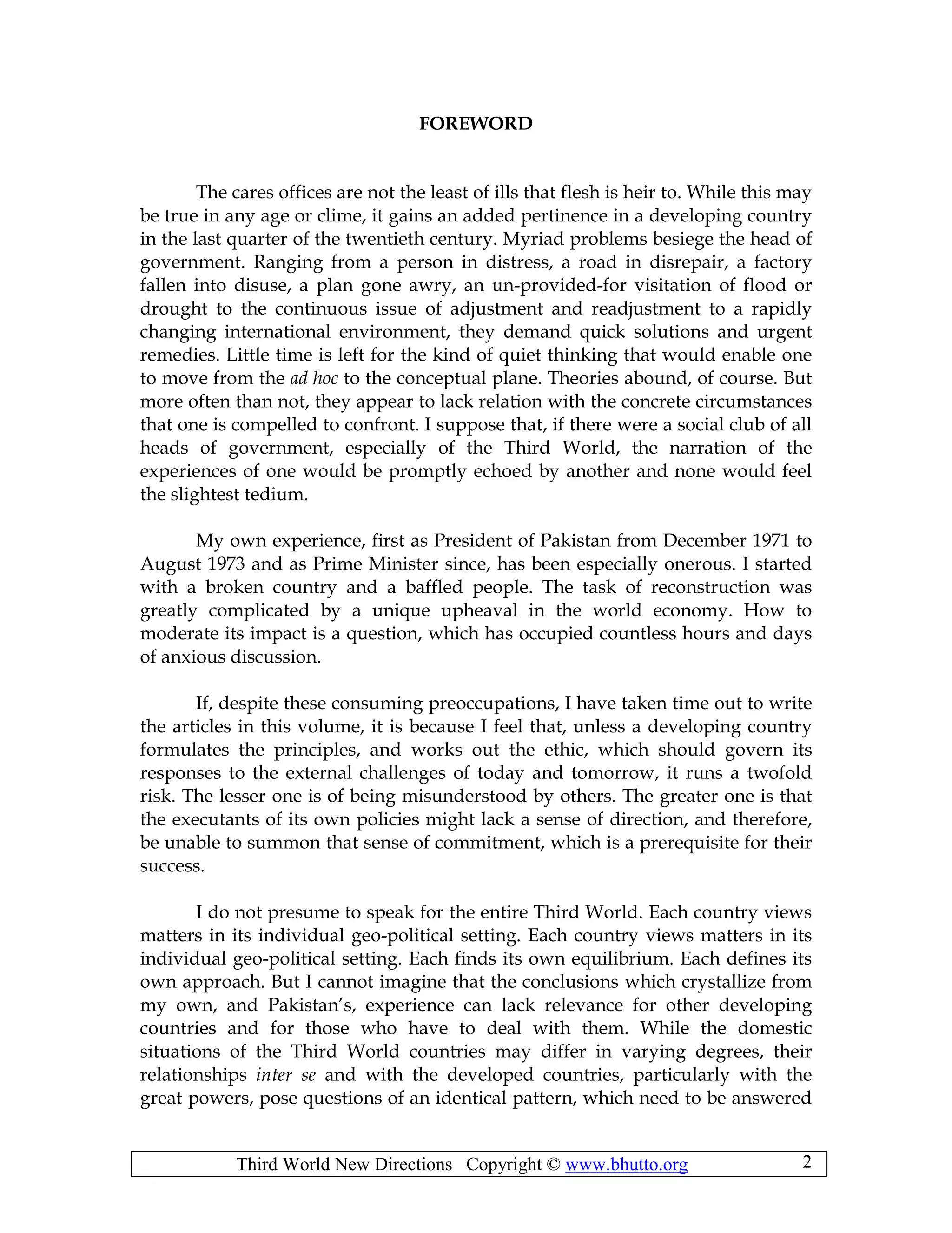Third world-new-directions-bhutto | PDF