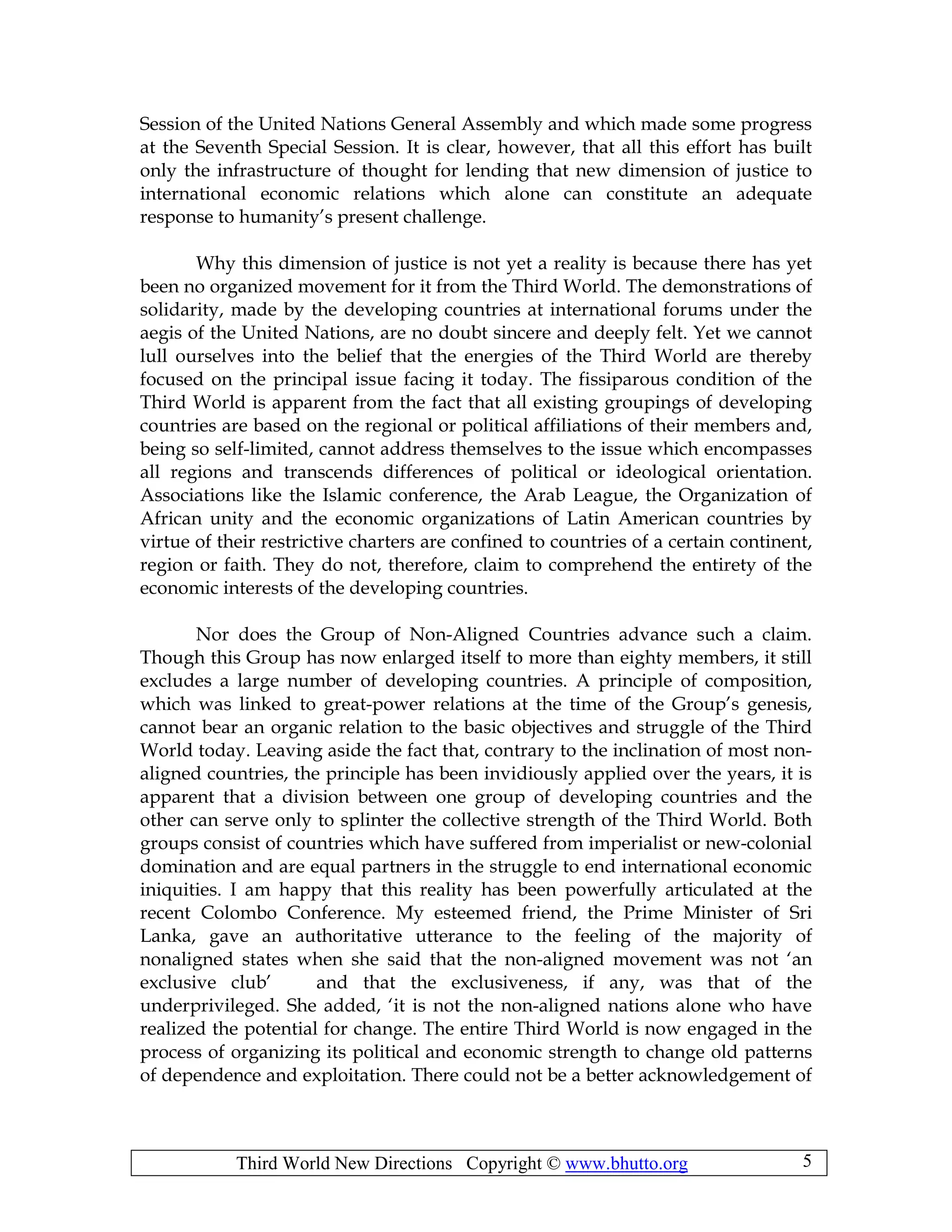 Third world-new-directions-bhutto | PDF