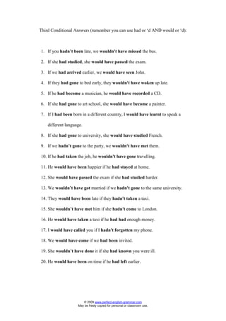 Third conditional form | PDF