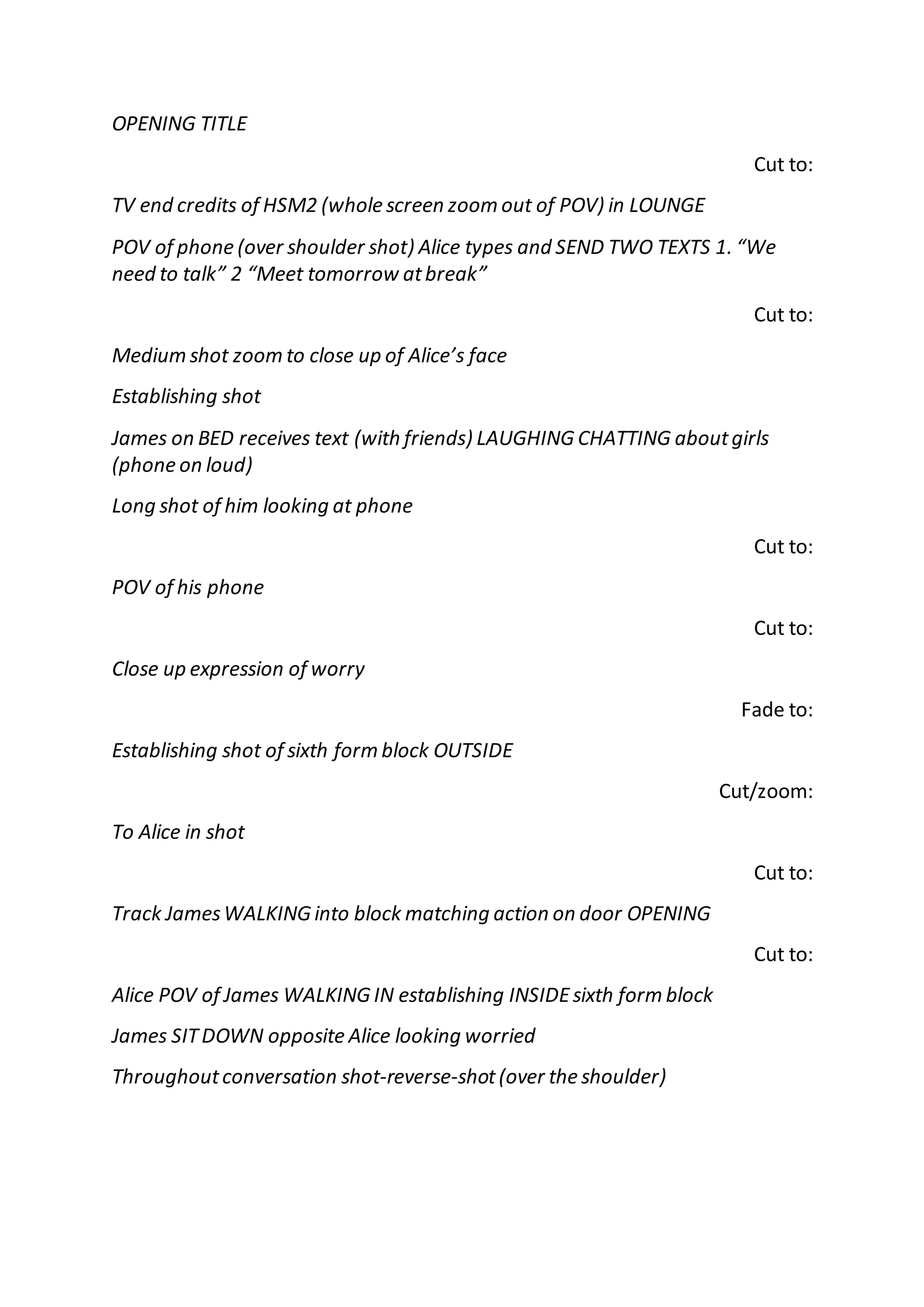 Script for Preliminary Task (Final Draft) - The Break Up | DOCX | Musicals | Genres