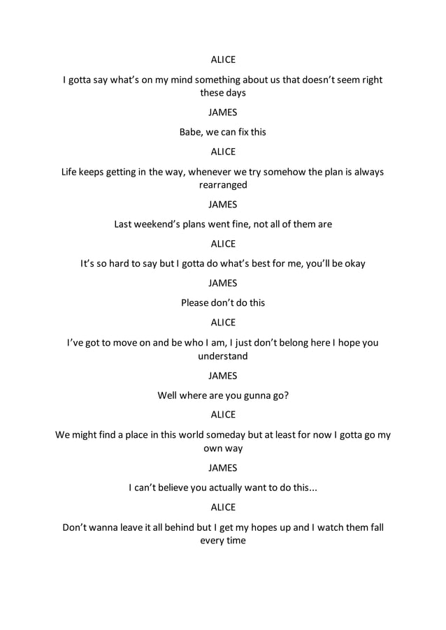 Script for Preliminary Task (Final Draft) - The Break Up | DOCX