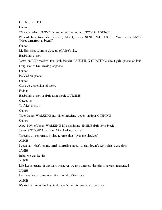 Script for Preliminary Task (Third Draft) - The Break Up