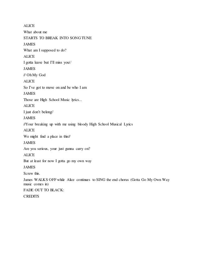 Script for Preliminary Task (Third Draft) - The Break Up