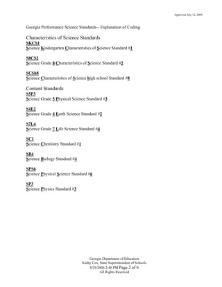 Georgia Third Grade Science Standards | PDF