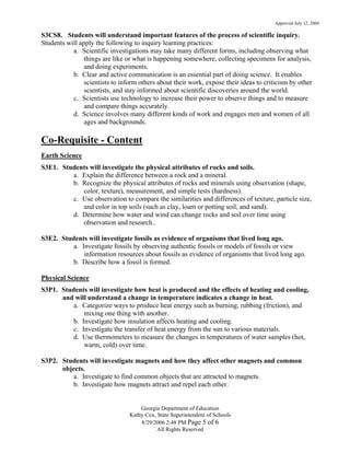 Georgia Third Grade Science Standards | PDF