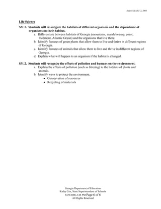 Georgia Third Grade Science Standards | PDF