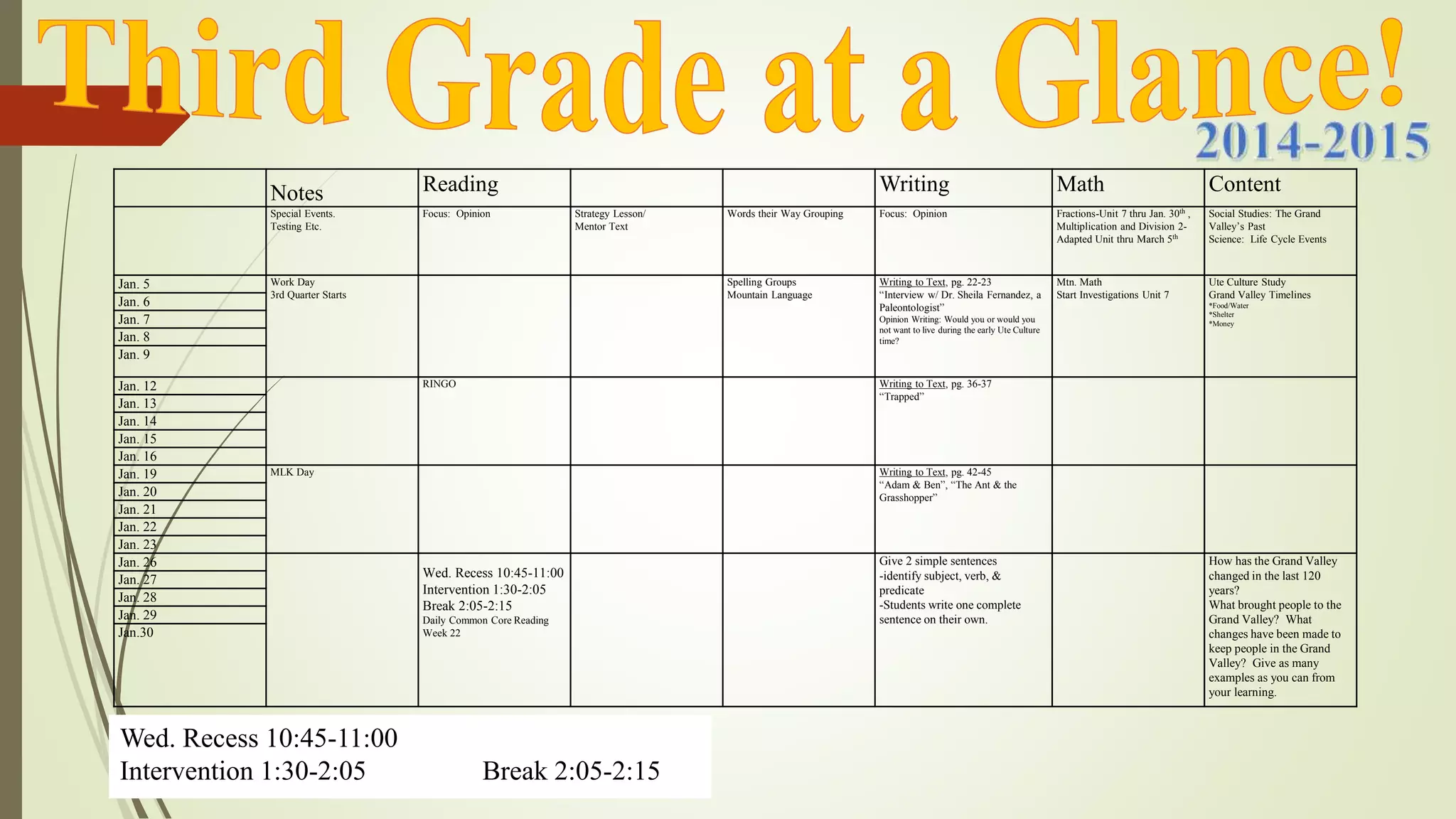 Third grade at a glance | PPTX