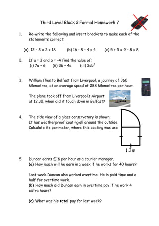 Third level block 2 formal homework | PDF